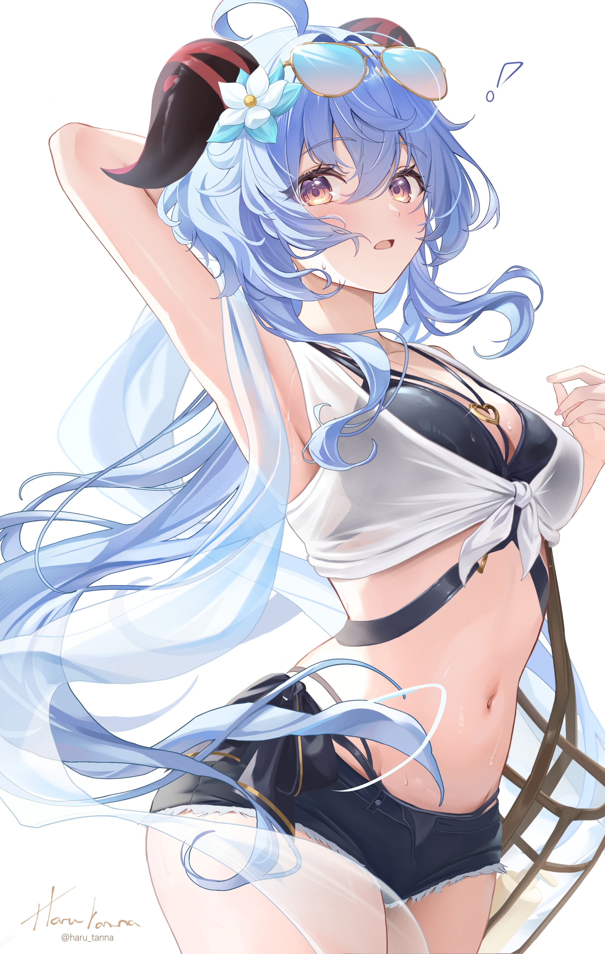 harukix genshin impact ganyu bikini horns megane open shirt see through swimsuits wet | #1234943 ...